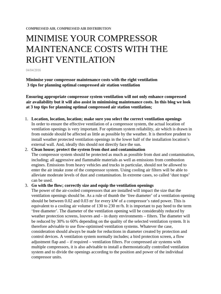 Compressed Air | PDF | Ventilation (Architecture) | Dust