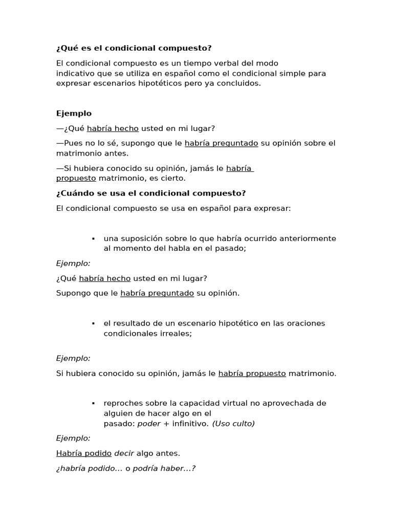 Qué Es El Condicional Compuesto | PDF | Verbo | Semántica