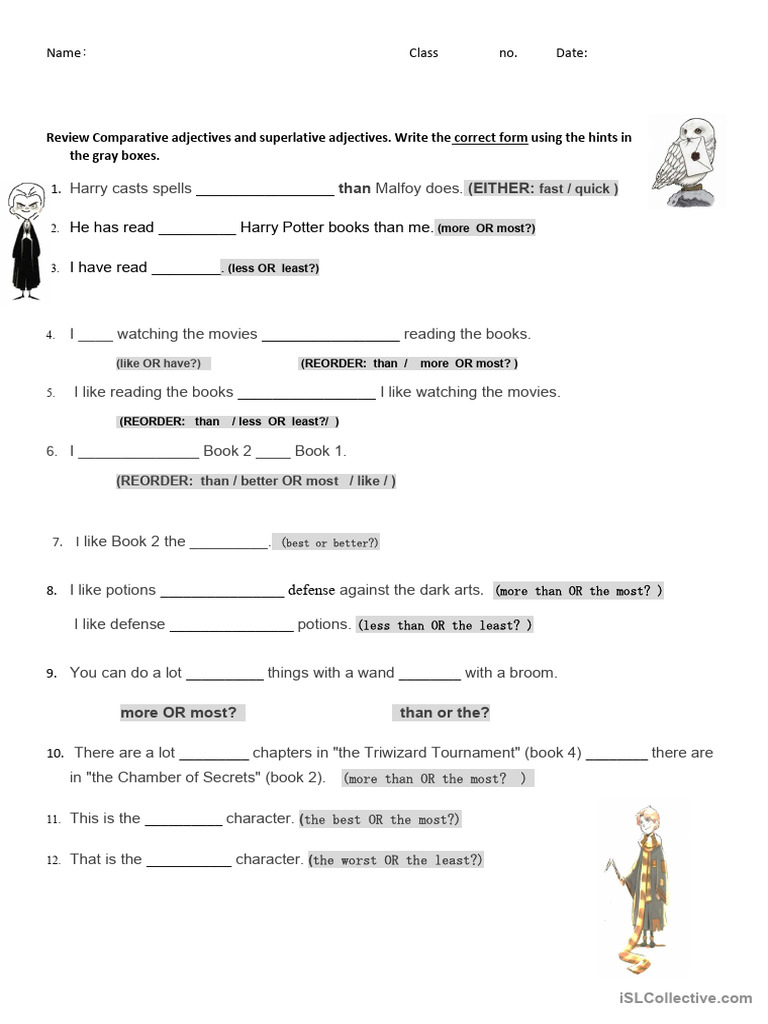 Harry Potter Comparatives and Conjunction | PDF | Fantasy ...