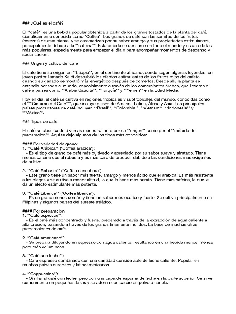 ¿Que Es Un Cafe? | PDF | café | Cafeína