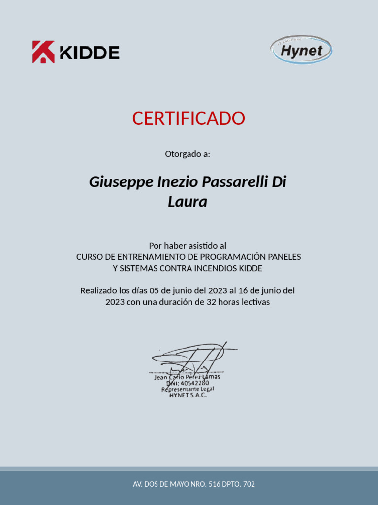 Certificado Kidde | PDF