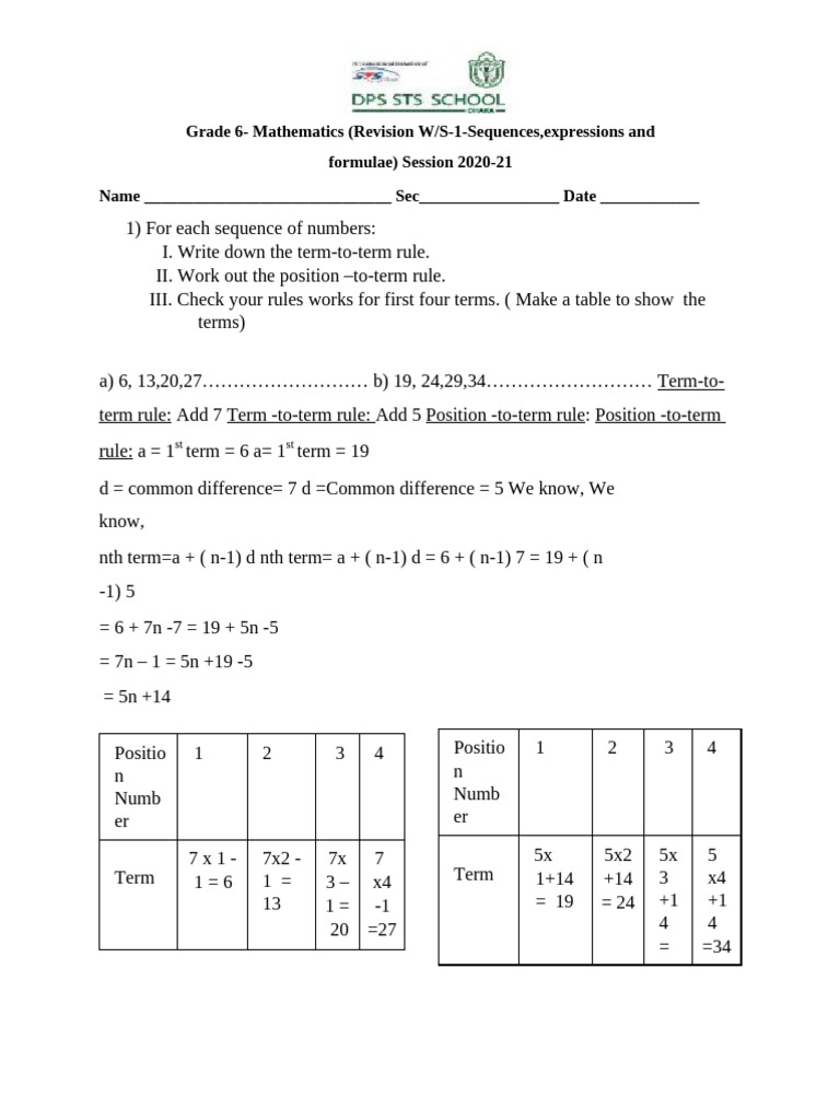 Grade 6 Math: Sequences & Expressions | PDF | Fahrenheit | Mathematical Objects