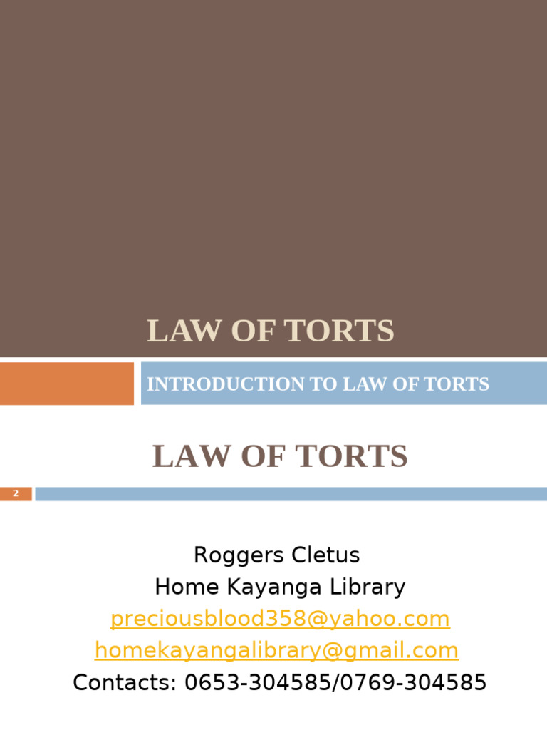Law of Torts | PDF | Tort | Damages