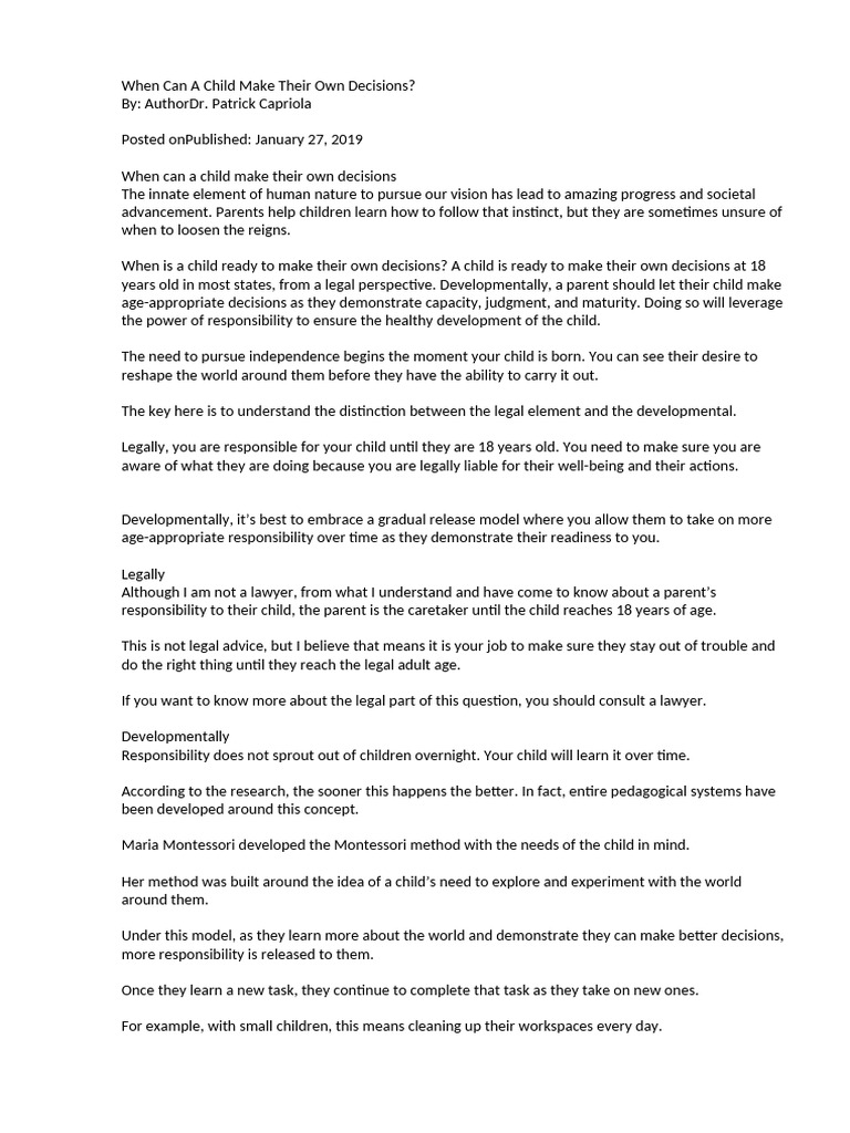 Empowering Children in Decision-Making | PDF | Psychology | Behavioural ...