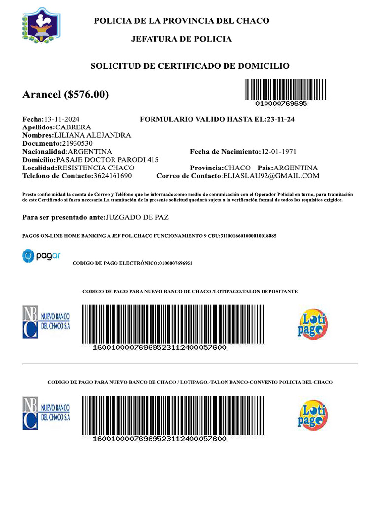 Certf Domicilio | PDF