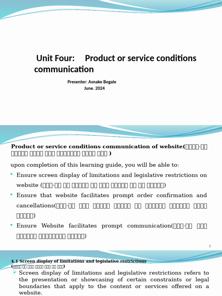 Unit4 Product or Service Conditions Communication | PDF | Regulatory ...
