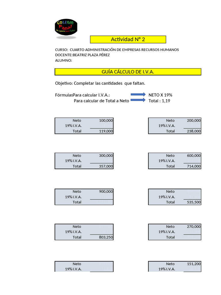 Ejercicio Cálculo IVA | PDF