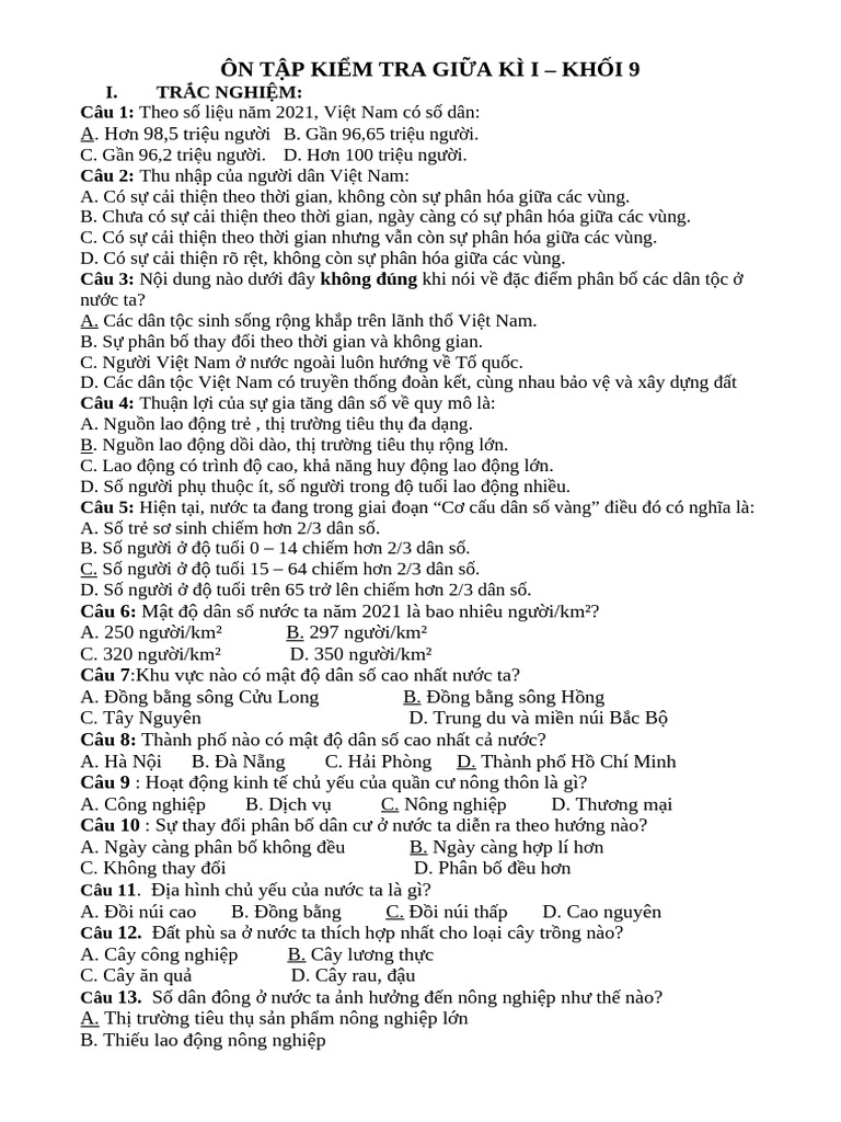 Dia Li On Tap Kiem Tra Giua Ki I Kho 671e11b42afc4s9p07 | PDF