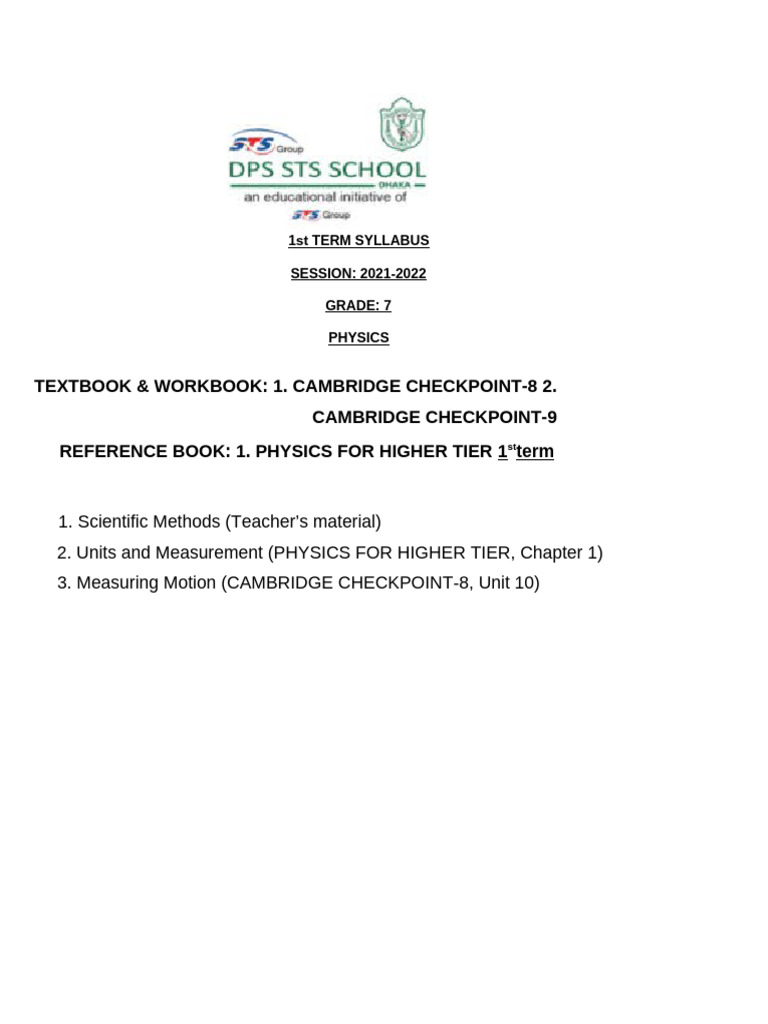 1st Term Syllabus Grade7 | PDF