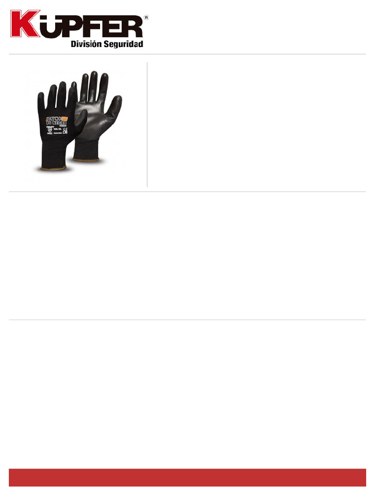 Ficha Producto Guante Atox Pu Negro Pu2101 63388 | PDF