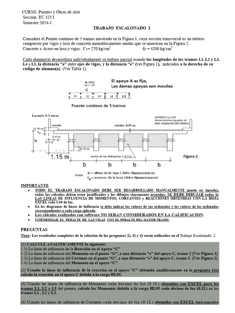 Trabajo Escalonado: Puente Continuo 5 Tramos | PDF | Viga (Estructura ...
