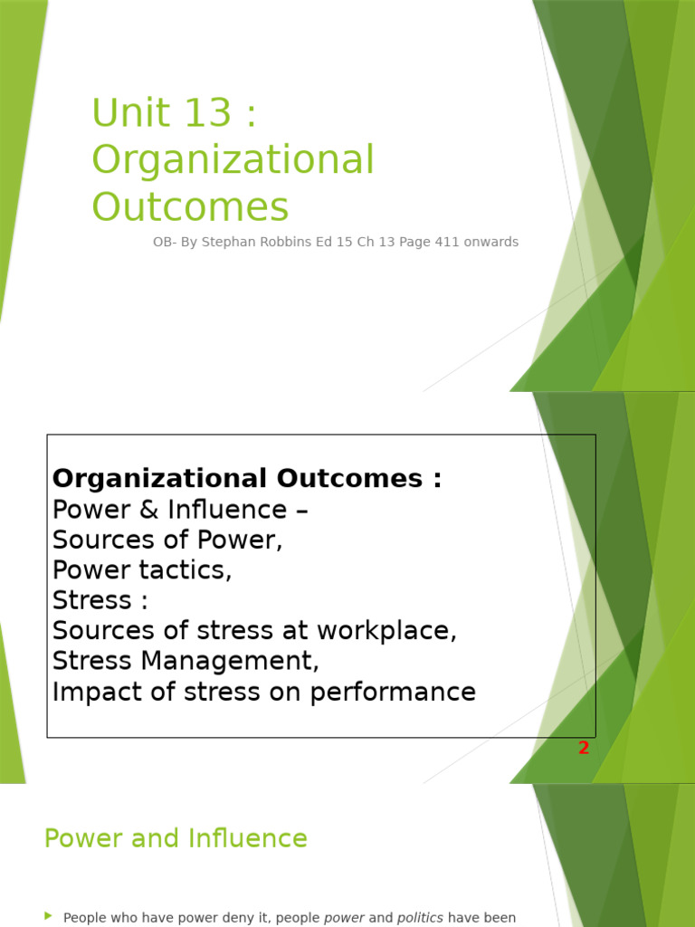 27unit 13 Organizational Outcomes Pdf Power Social And Political Stress Management