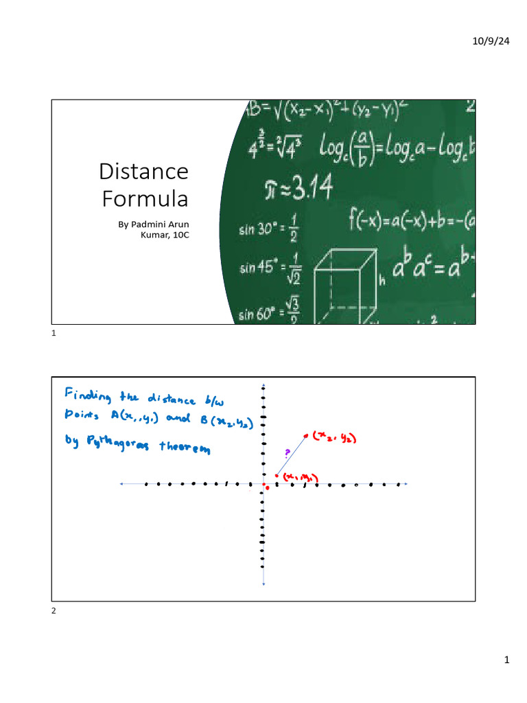 Distance Formula Guide 10C | PDF