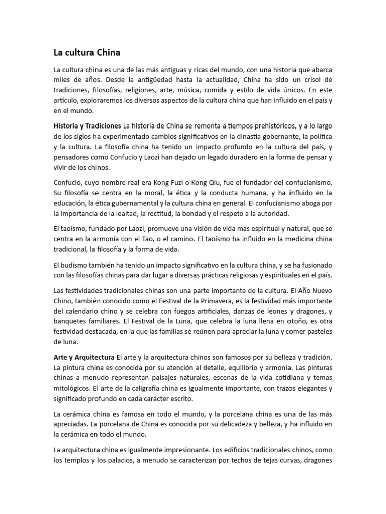 Aspectos Clave de la Cultura China | PDF | China | Política mundial
