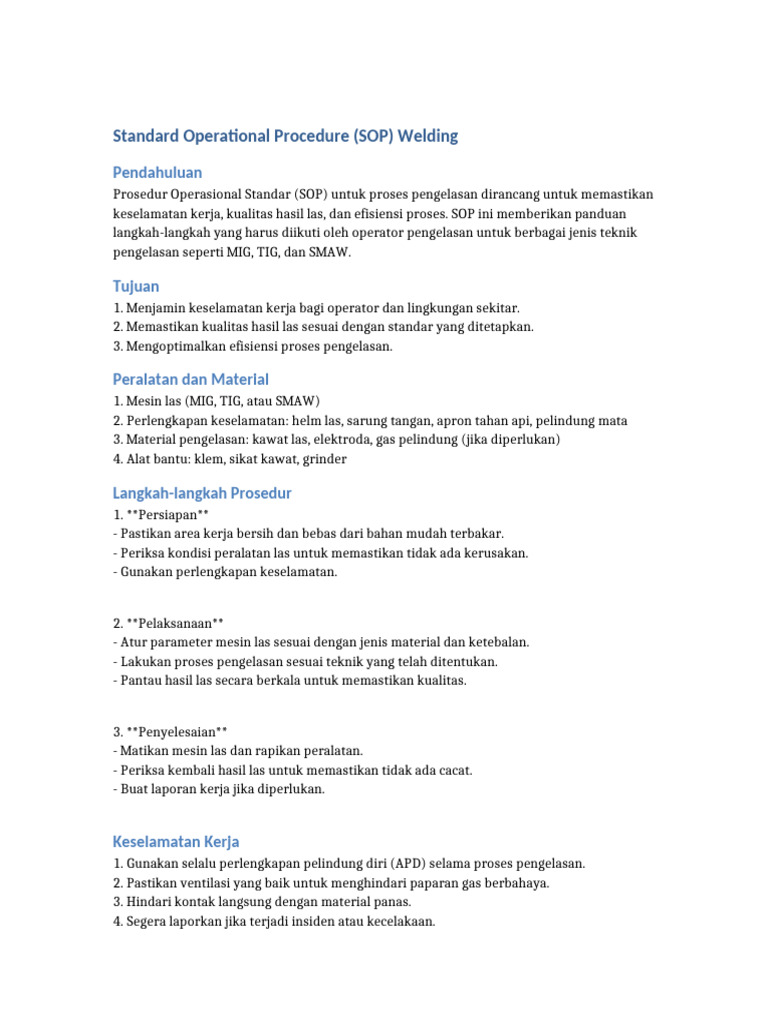 SOP Welding | PDF