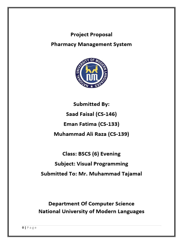 PHARMACY MANAGEMENT SYSTEM - Proposal | PDF | Databases | Inventory