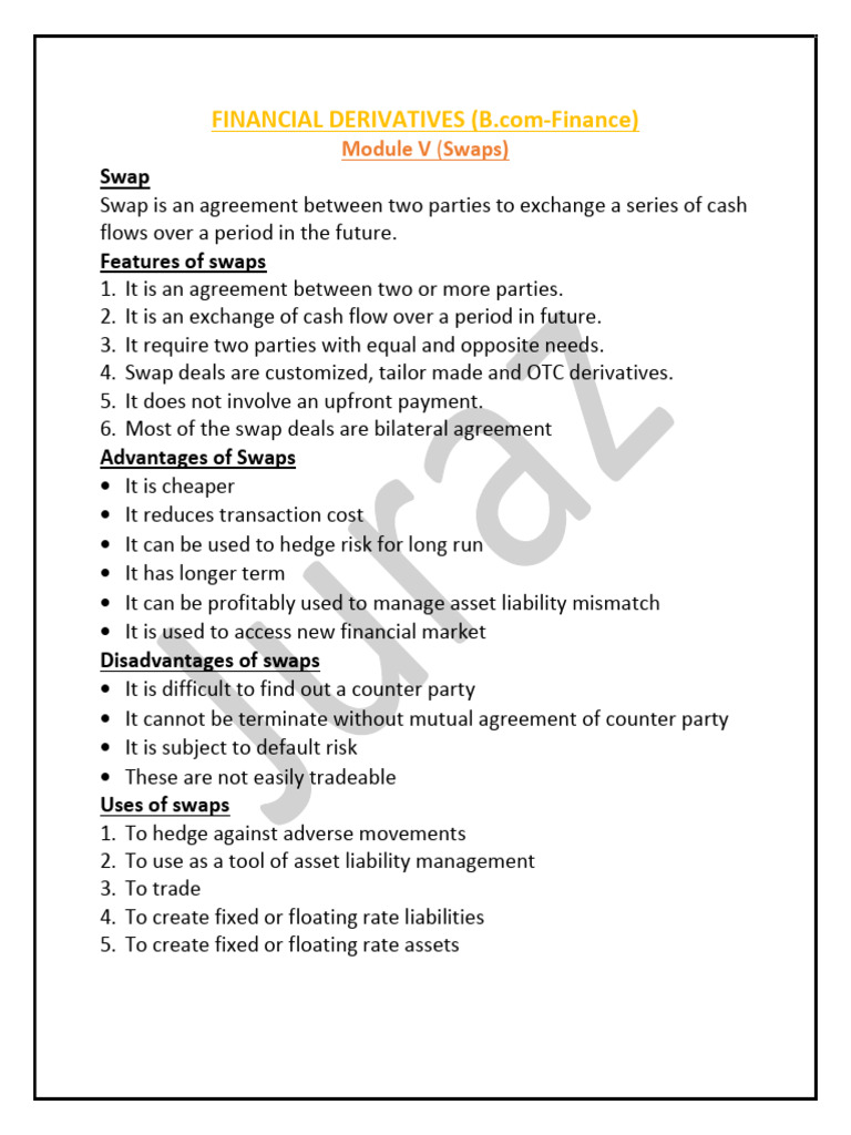 Financial Derivatives - Module V - Notes | PDF | Swap (Finance ...