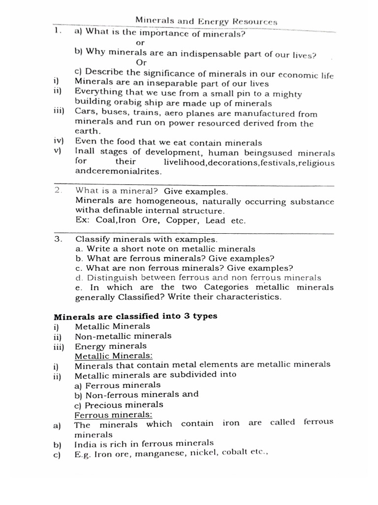 Minerals and Energy Resources | PDF