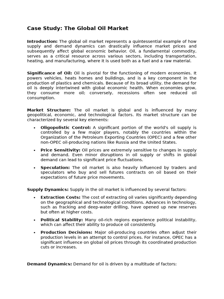 The Global Oil Market | PDF | Petroleum | Demand