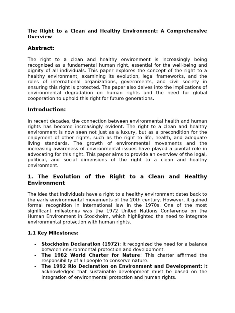 The Right To A Clean and Healthy Environment | PDF | Environmental ...