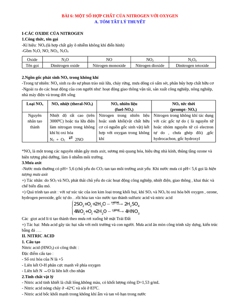 Bai 6mot So Hop Chat Cua Nitrogen Voi Oxygen | PDF