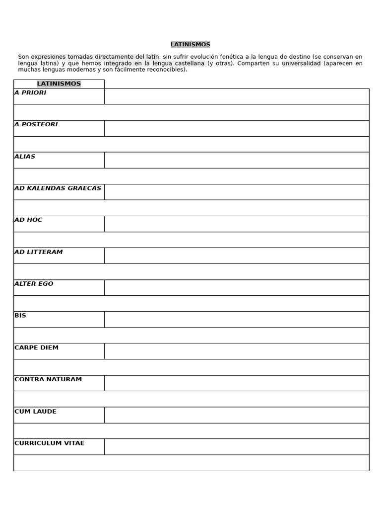 Latinismos 2024-2025 | PDF