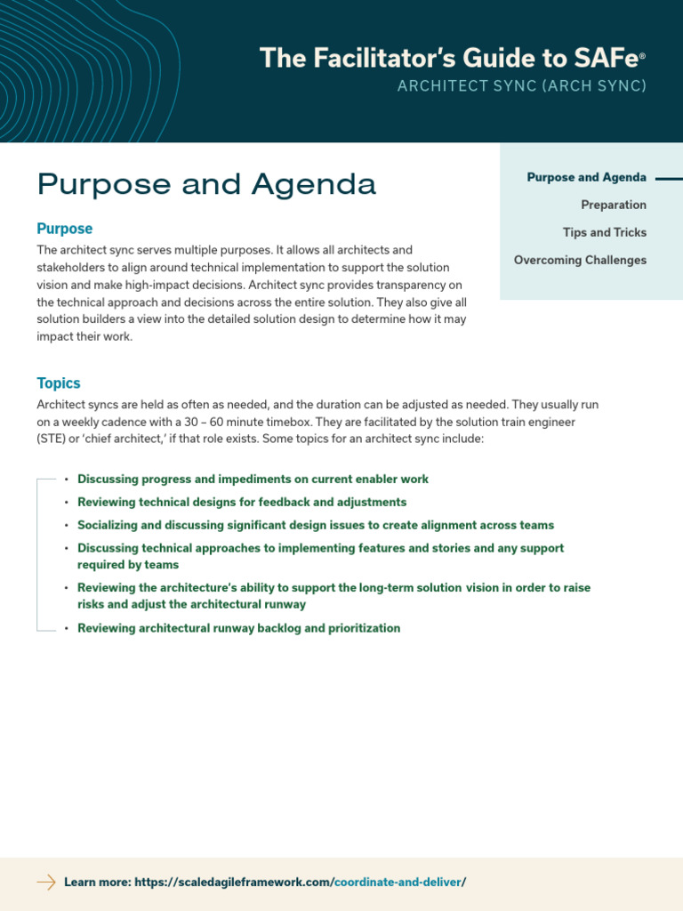 Facilitator's Guide To SAFe - Architect Sync | PDF | Architect | Agile ...