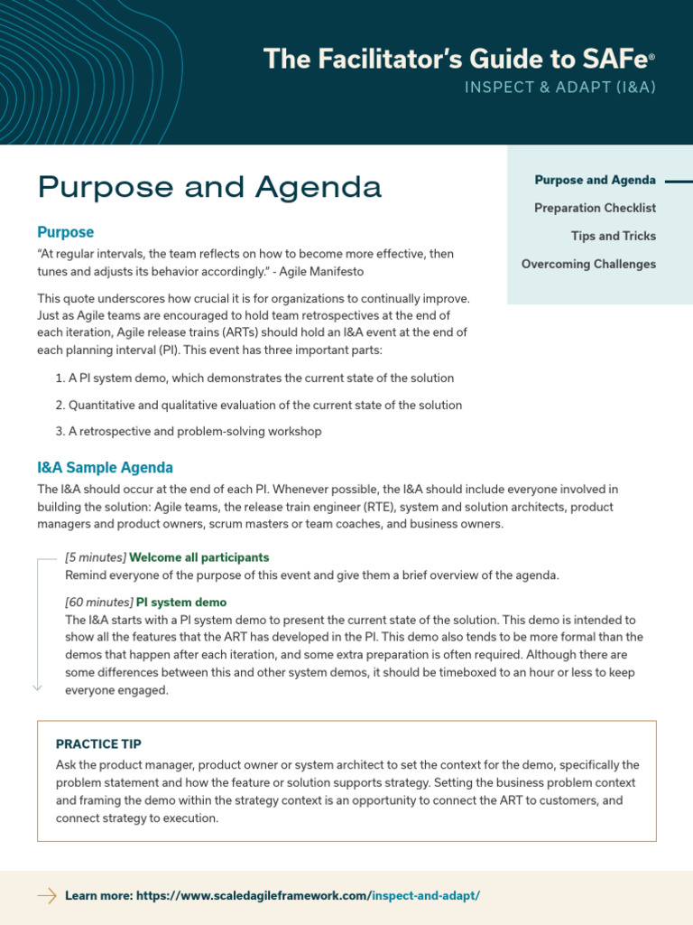 Facilitator's Guide To SAFe - Inspect & Adapt | PDF | Agile Software ...