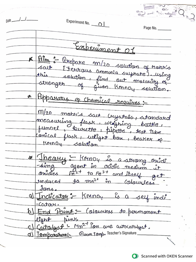Chemistry Practical File 12th | PDF