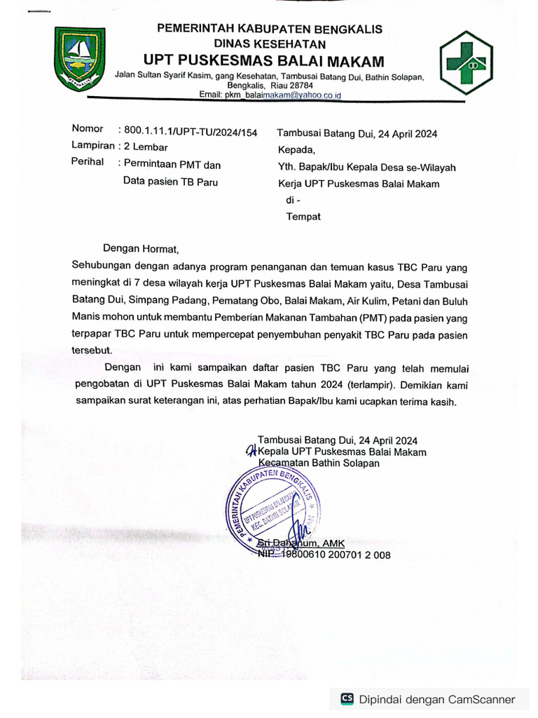 Surat Puskesmas TTG TBC | PDF