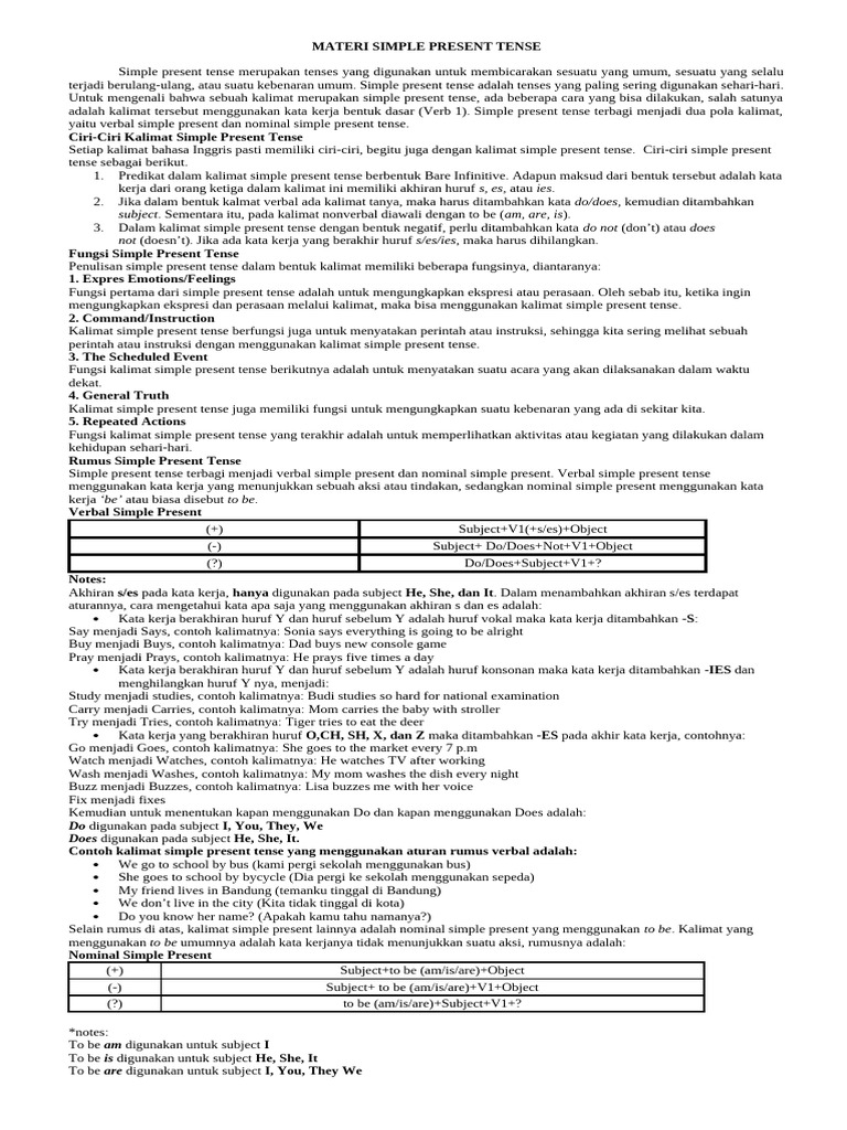 MATERI SIMPLE PRESENT TENSE TB 4 | PDF