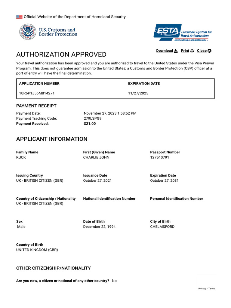 Charlie Ruck Esta Application | PDF | Government And Personhood