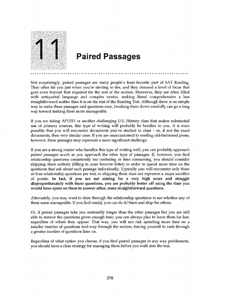 11 Reading Paired+passages | PDF | Question | Sat