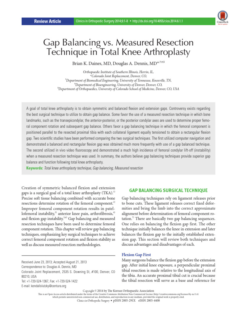 Gap Balancing Vs Measured Resection Technique in Total Knee ...