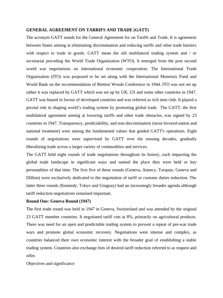 Gatt 2024 | PDF | World Trade Organization | General Agreement On ...