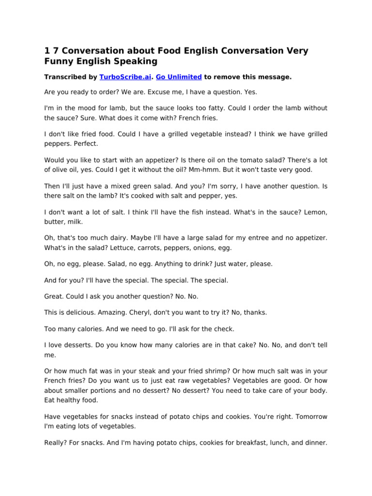 1 7 Conversation About Food English Conversation Very Funny English ...