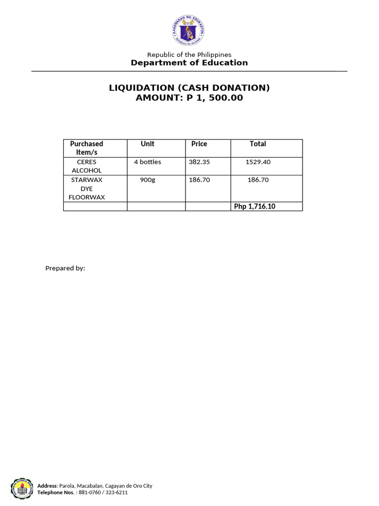 Liquidation Template | PDF