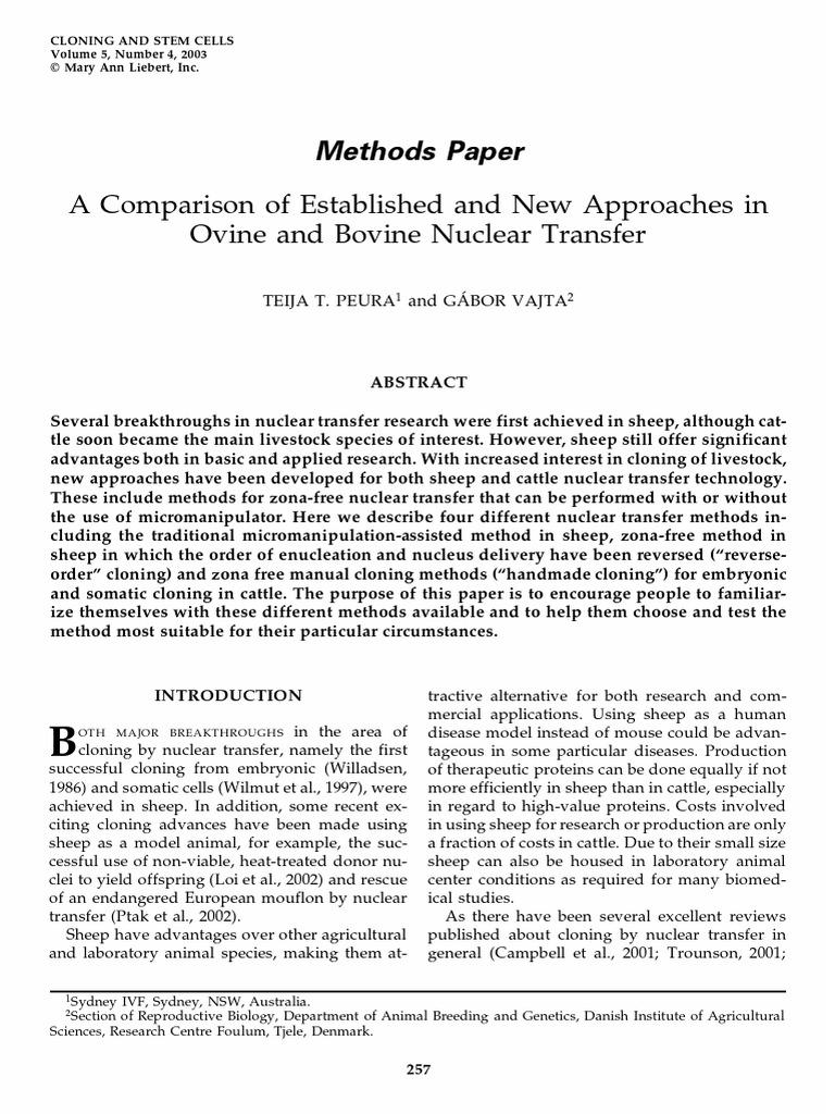 Peura and Vajta, 2003 | PDF | Cloning | Reproduction