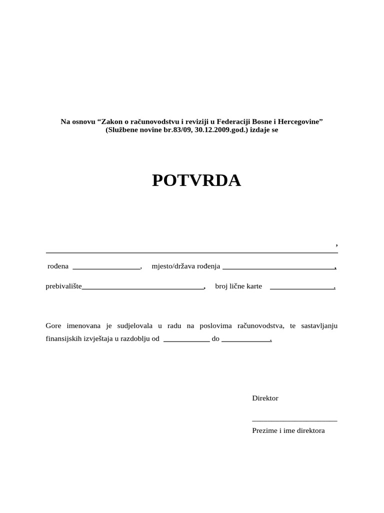 Potvrda o Radnom Iskustvu | PDF