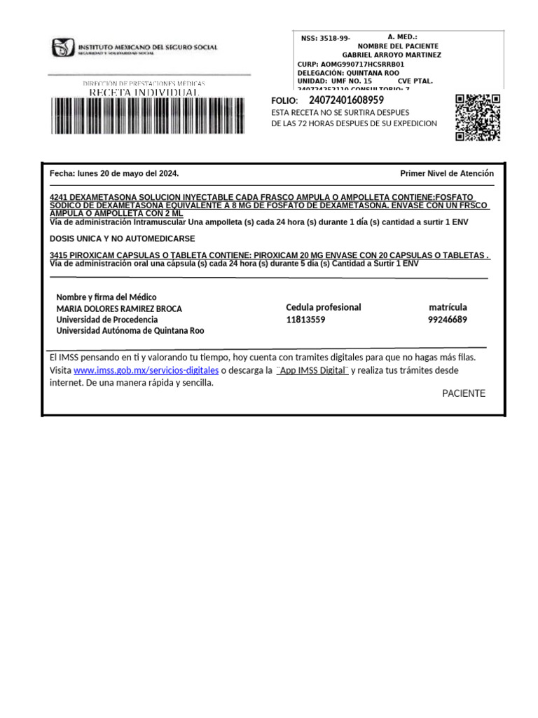 Receta Del Imss | PDF