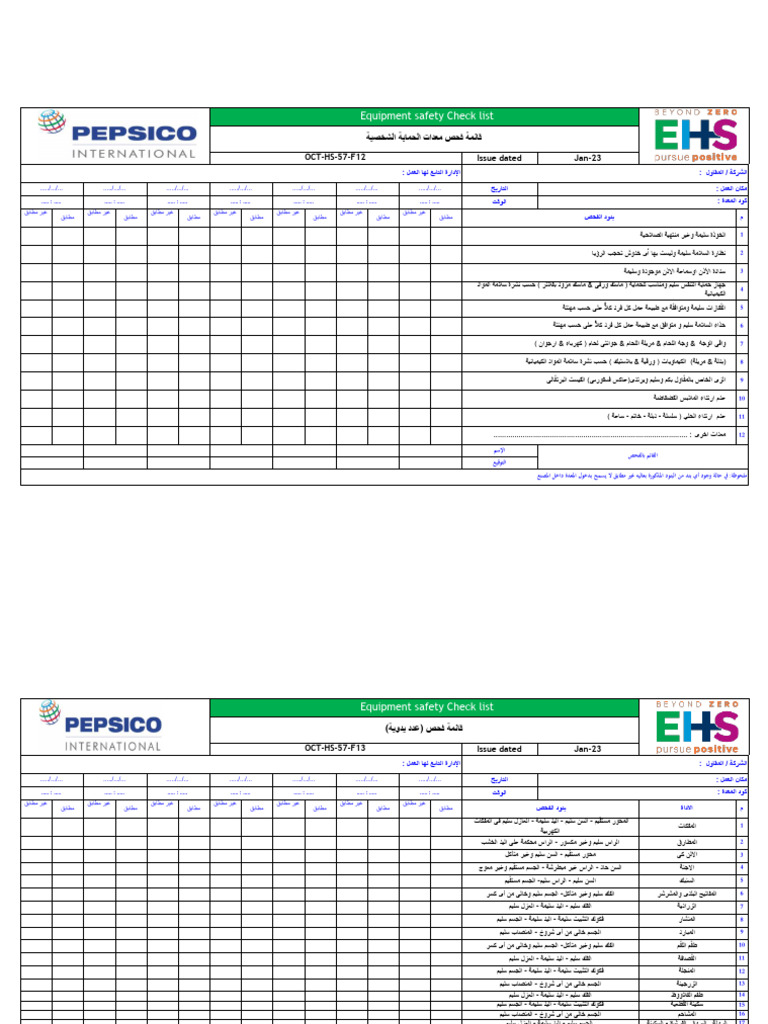 Inspection Checklists PTW 2023 Final | PDF
