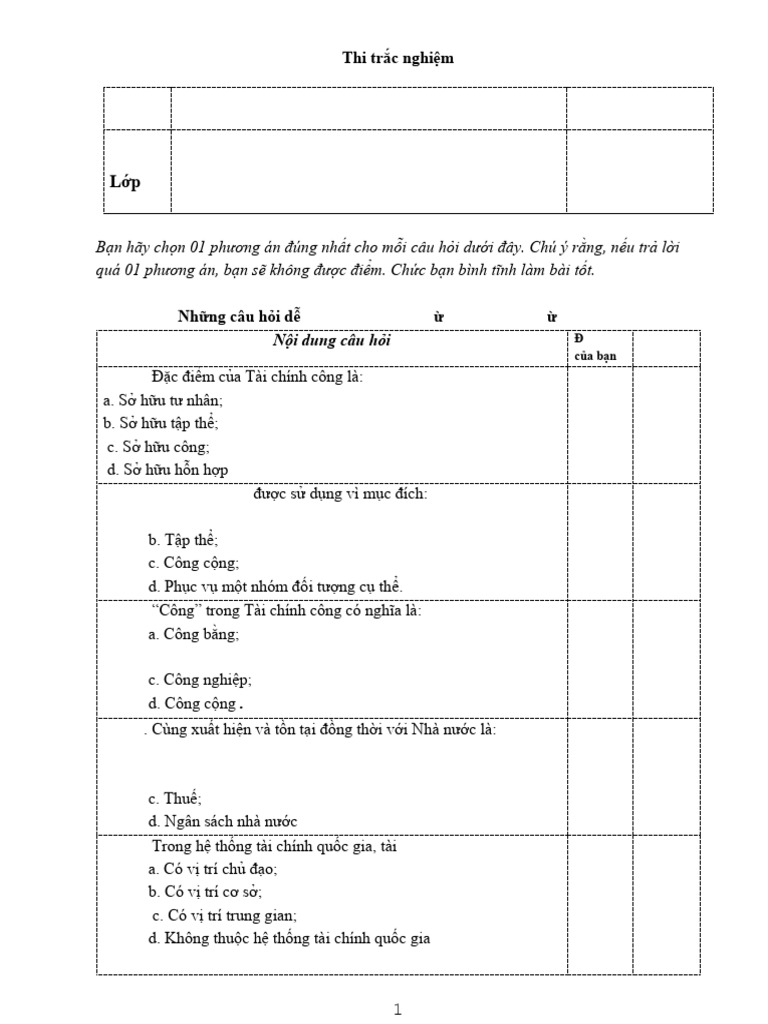 Thi TR C Nghi M Mon Tai Chinh Cong | PDF