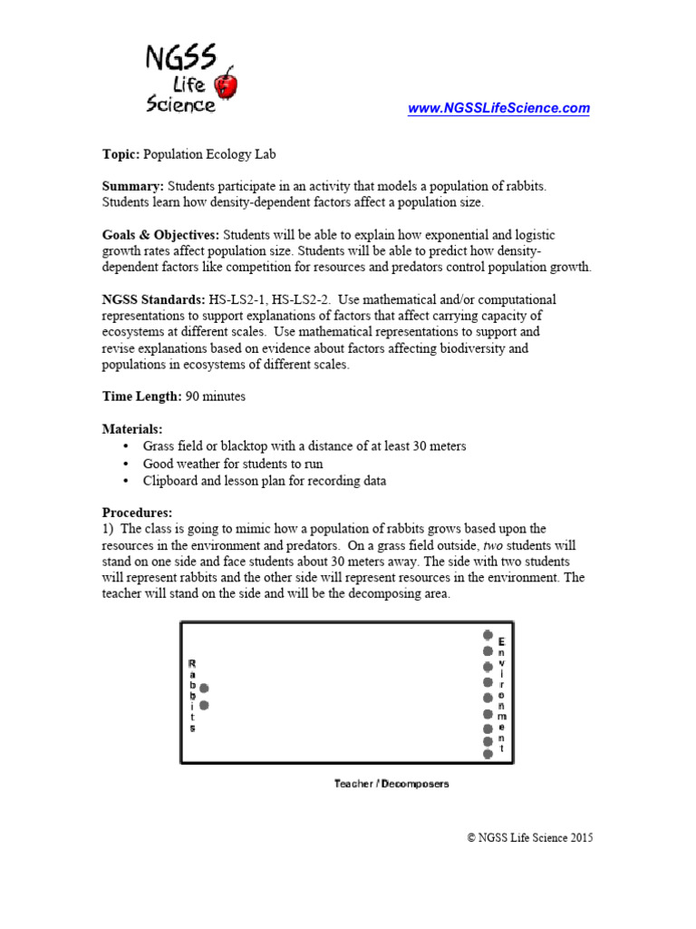 Population Ecology Outdoor Simulation | PDF | Ecology | Natural Environment