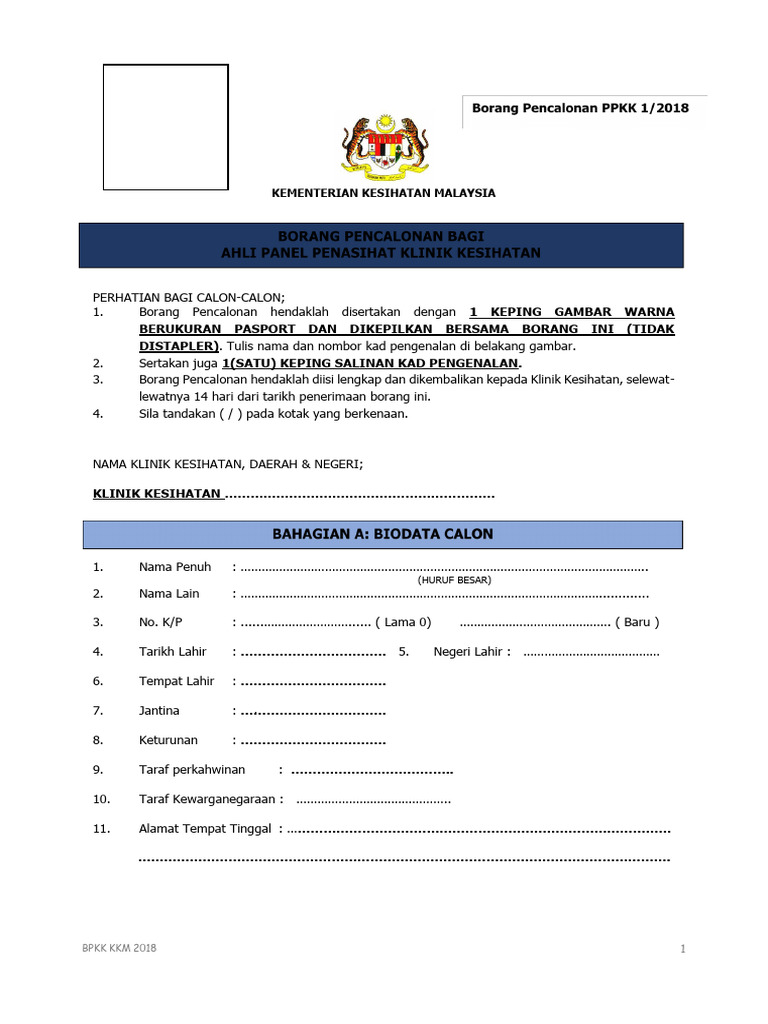 Borang Pencalonan PPKK 2023 | PDF