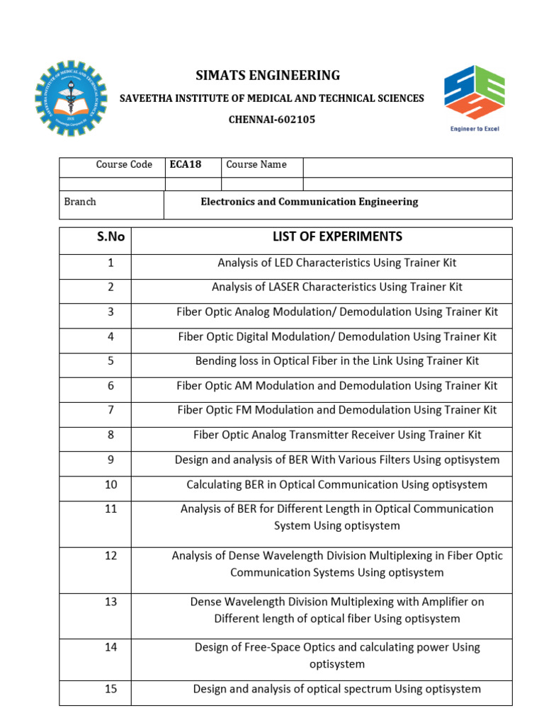 Optoelectronics Lab Experiments Guide | PDF | Wavelength Division Multiplexing | Modulation
