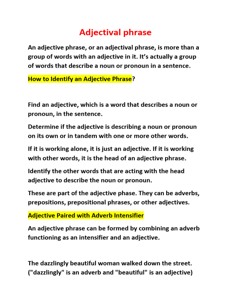 Adjectival Phrase | PDF
