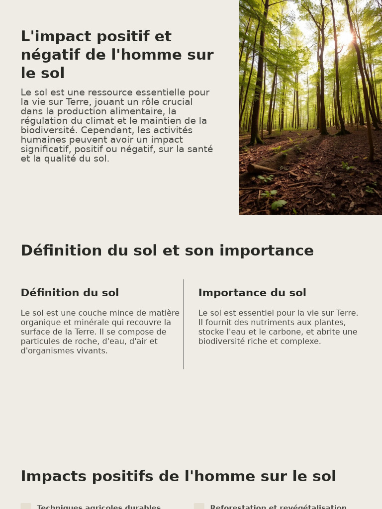 Importance et impacts du sol pour l'homme | PDF | Sol (pédologie ...