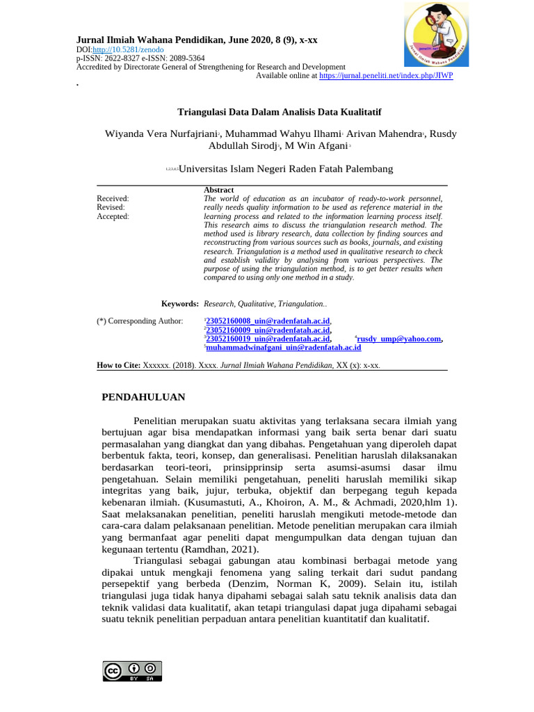 Triangulasi Data Dalam Analisis Data Kualitatif JIPW JURNAL | PDF