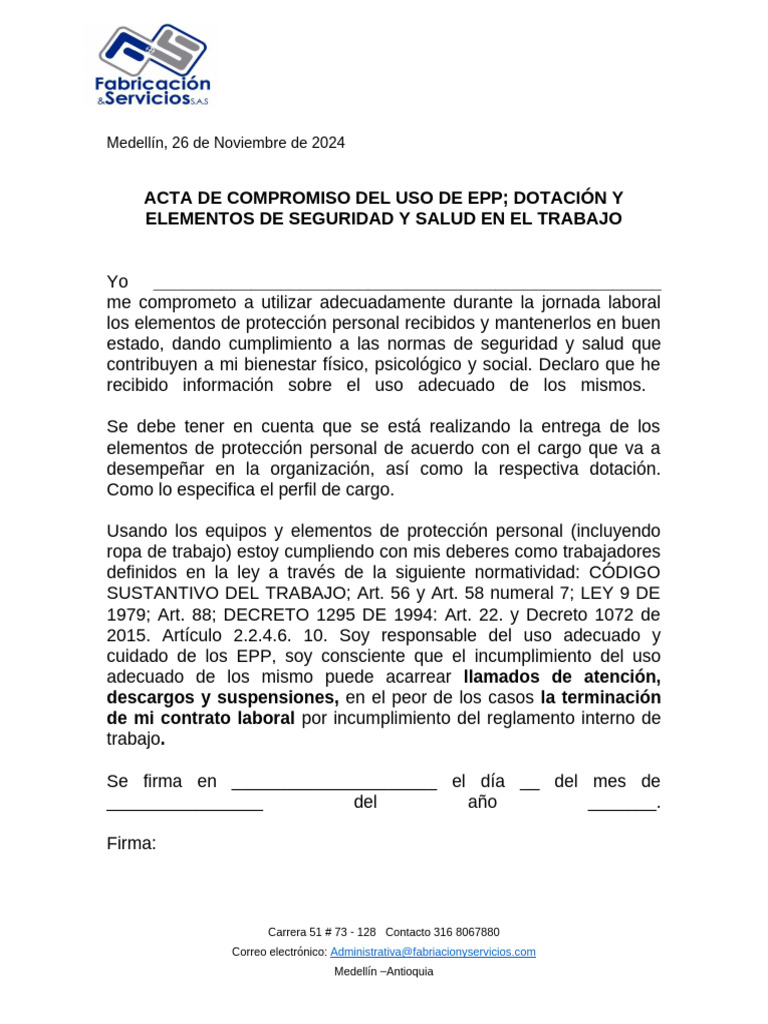 Compromiso Utilización de Los Epp S | PDF