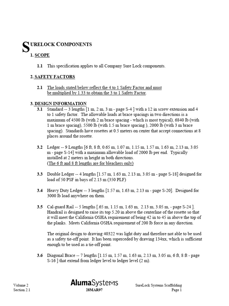 SureLock Scaffolding Component Guide | PDF | Scaffolding | Bending